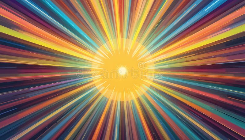 Radiating Colorful Lines Converging on Central Point in Abstract Art ...