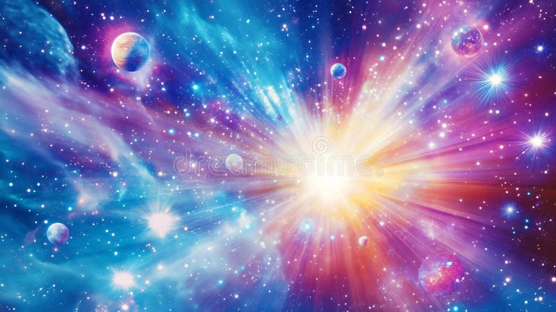 Radiating Cosmic Light with Planets, Stars, and Astrology Symbols Stock ...