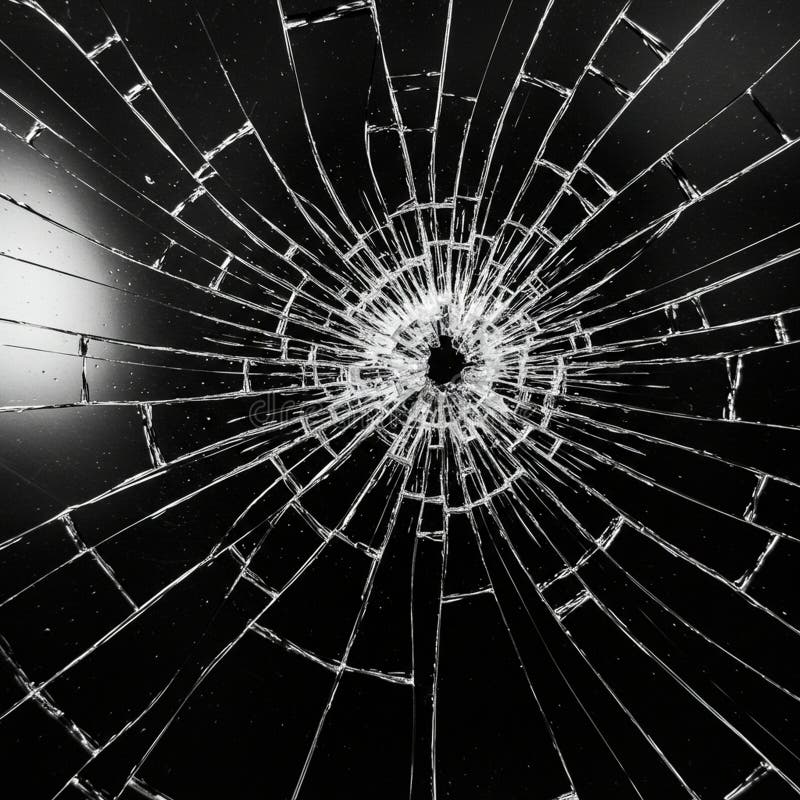 Radiating Cracks Spread from the Impact Point on a Shattered Glass ...