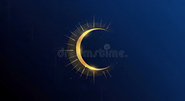 Radiating Crescent Moon Graphic Design Element on a Soft Subtle ...