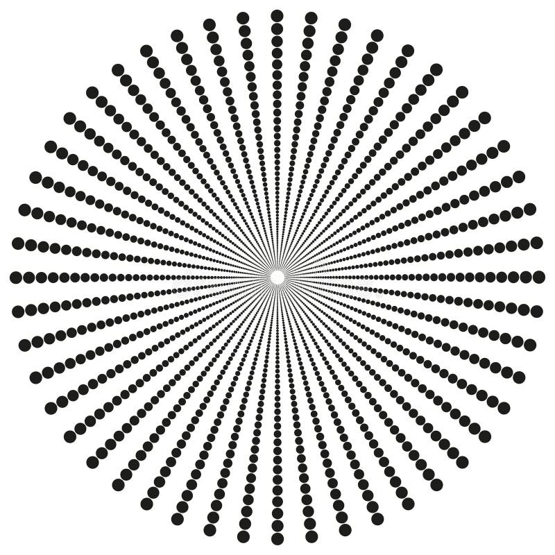 Radiating Dot Shape. Abstract Burst Vector. Circular Motion Form. Black White Pattern Stock ...