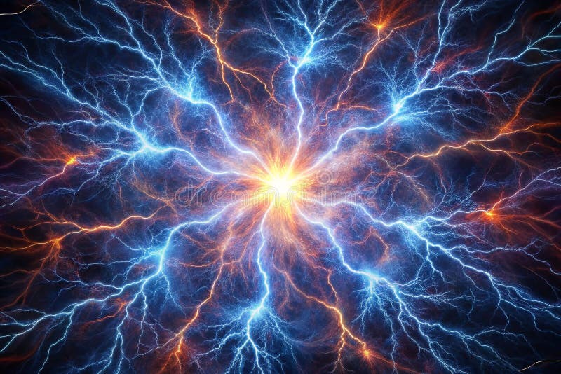 Radiating Electrical Discharge, Abstract Design, Central Explosion ...