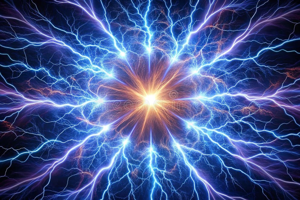 Radiating Electrical Energy Burst in Center Stock Illustration ...