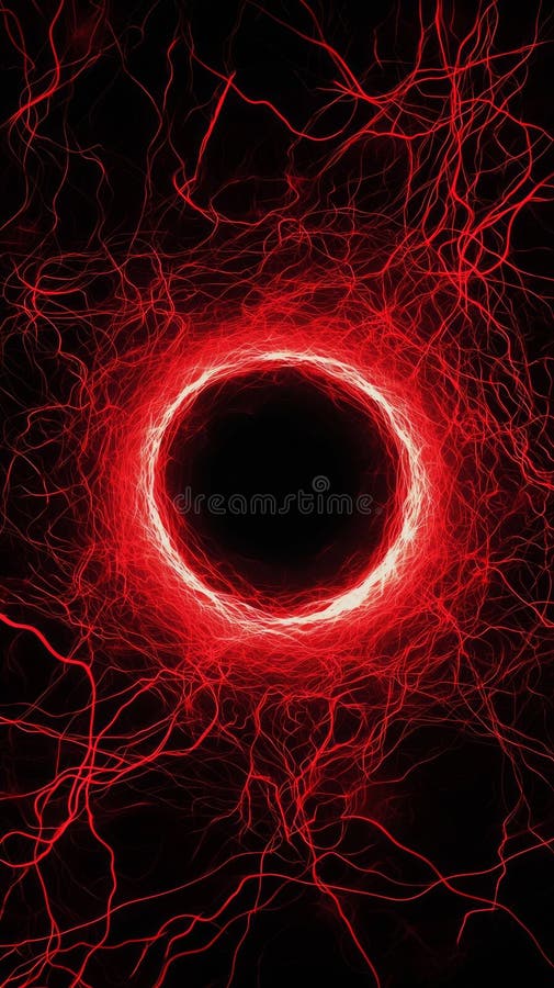 Radiating Energy Envelops a Central Vortex, Where Vibrant Red Particles ...