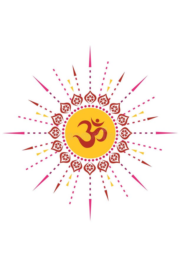 Radiating Red Spiritual Om Illustration 1 Stock Vector - Illustration ...
