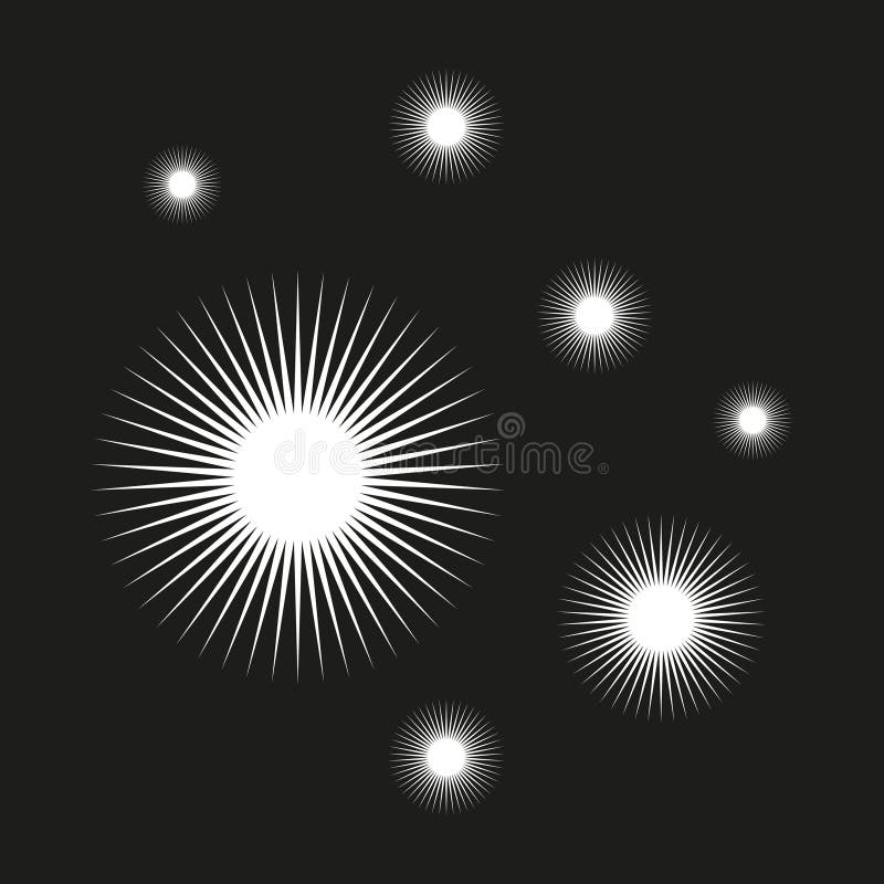 Radiating Starburst Shapes. Bright White Rays. Symmetrical Light Bursts ...