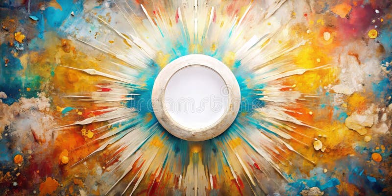 Radiating White Light Burst from Distressed Center Abstract Grunge Art ...