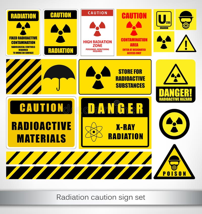 Radiation caution sign set stock vector. Illustration of dangerous ...