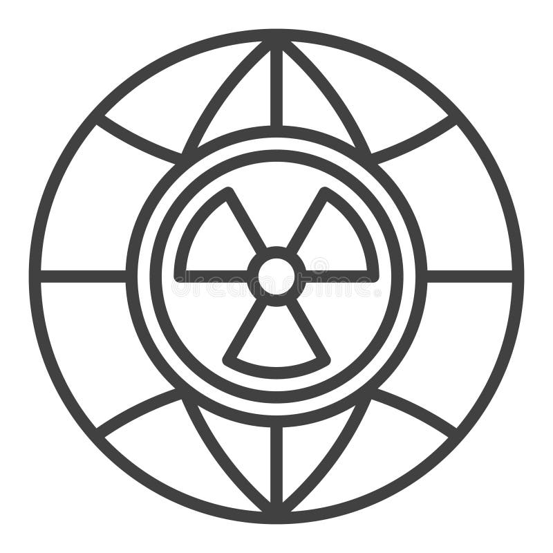 Radiation Earth Globe Vector Radioactive Icon or Symbol in Outline ...