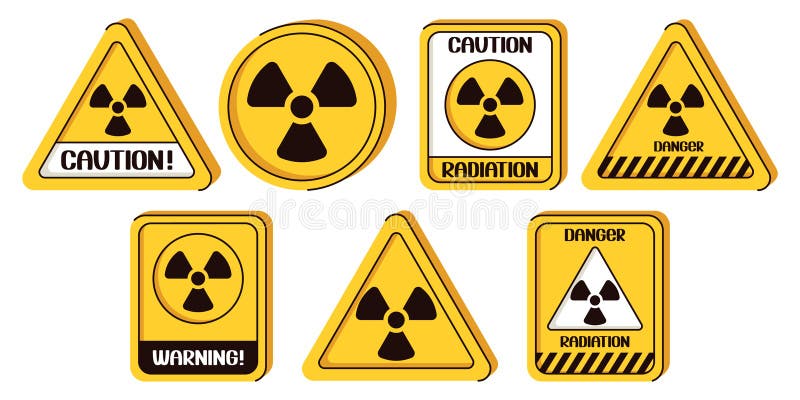 Radiation Hazard Icons. Radiation Warning Symbols Isolated on White ...