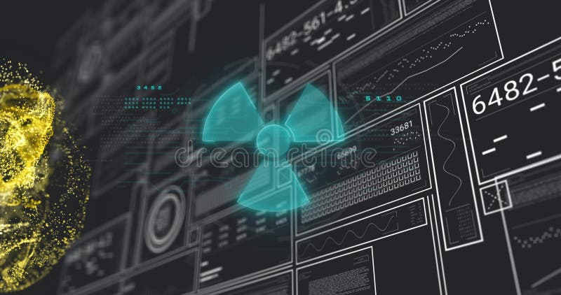 Radiation Hazard Symbol and Numerical Data Processing Image Over ...