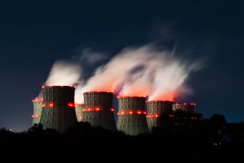 Radiation Near a Nuclear Power Plant. Night Emissions Stock Photo ...