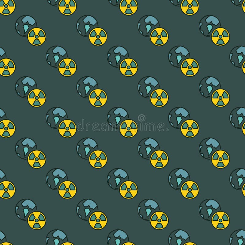 Radiation Sign with Earth Globe Vector Colored Seamless Pattern Stock ...