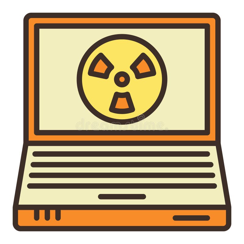 Radiation Sign on Laptop Computer Screen Vector Colored Icon or Logo ...