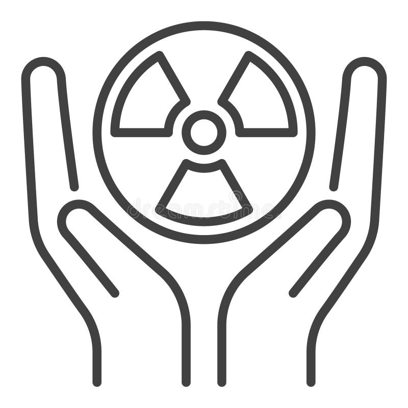 Radiation Symbol Inside Hands Vector Linear Icon or Symbol Stock Vector ...