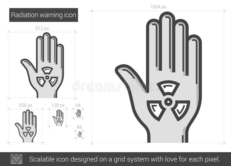 Radiation Warning Line Icon. Stock Vector - Illustration of dangerous ...