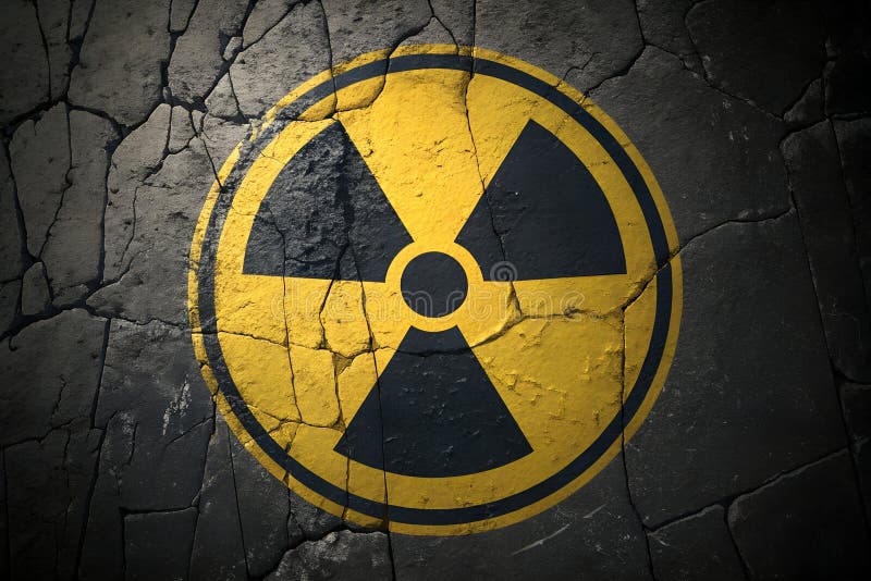 Radiation Warning Sign on a Black Background Stock Illustration ...