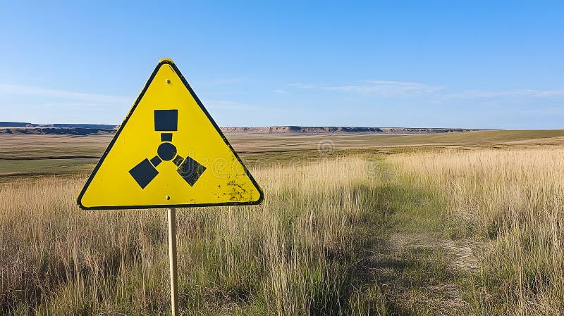 Nuclear Warning Sign in Field Stock Illustration - Illustration of ...
