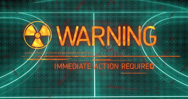 Radiation Warning Sign with Text Immediate Action Required on Digital ...