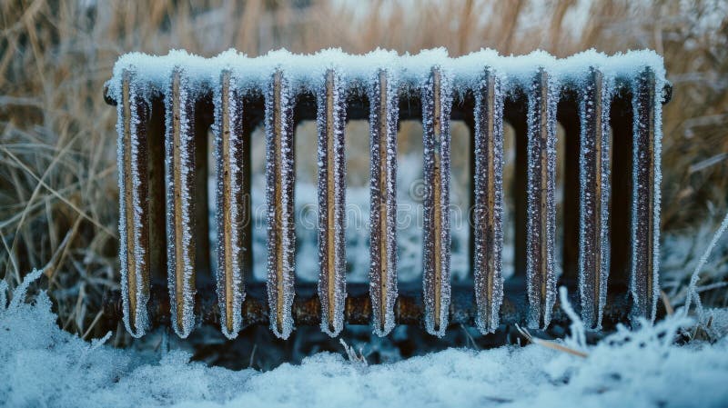A Radiator Covered in Ice and Icicles Stock Illustration - Illustration ...