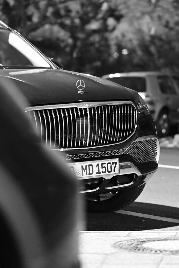 The Radiator Grille of a Black Mercedes Maybach in Duesseldorf ...