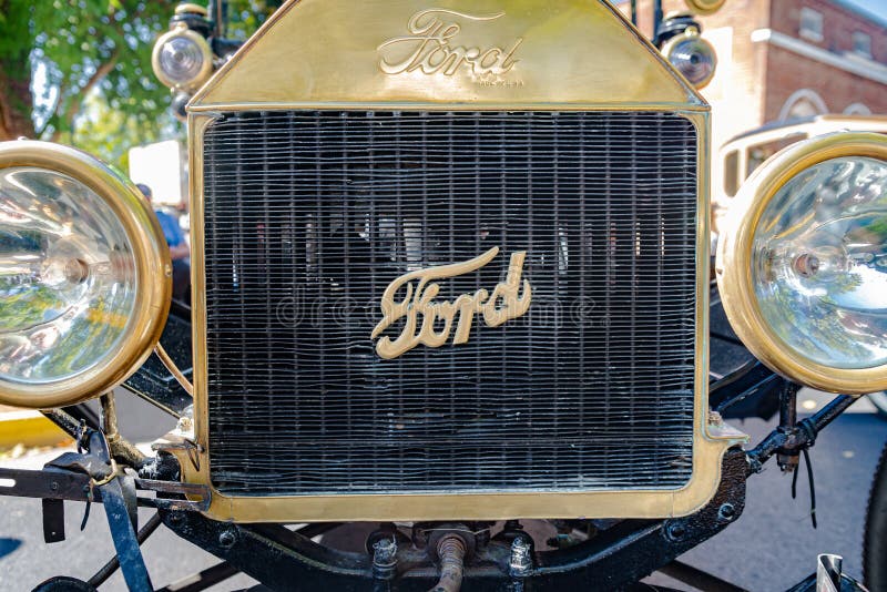 Radiator Grille from a 1920s Ford Retro Car with Emblem on the Radiator ...
