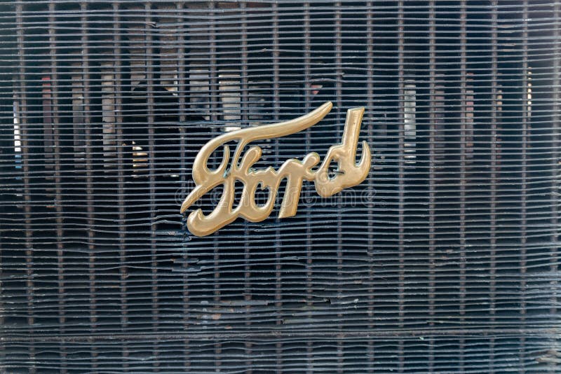 Radiator Grille from a 1920s Ford Retro Car with Emblem on the Radiator ...