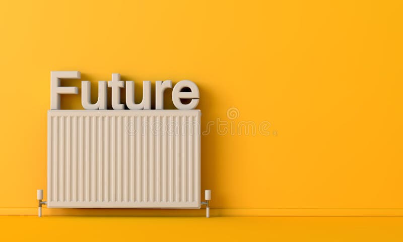Radiator Heater with the Word Future on Top. Energy Concept 3D ...