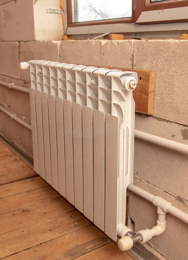 Radiator for Heating in the Room at the Construction Site Stock Image ...