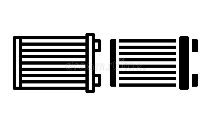 Radiator Icon with Outline and Glyph Style. Stock Vector - Illustration ...