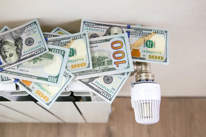 Radiator and Money. the Concept of Payment for Heating Stock Photo ...