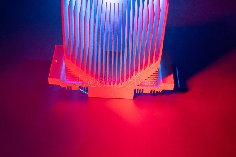 Radiator for the Motherboard, Backlight in Red and Blue. Stock Image ...