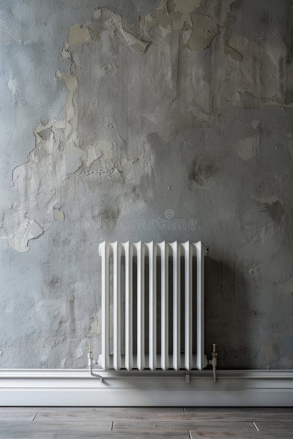 A Radiator Sitting Against a Wall in a Room Stock Image - Image of ...