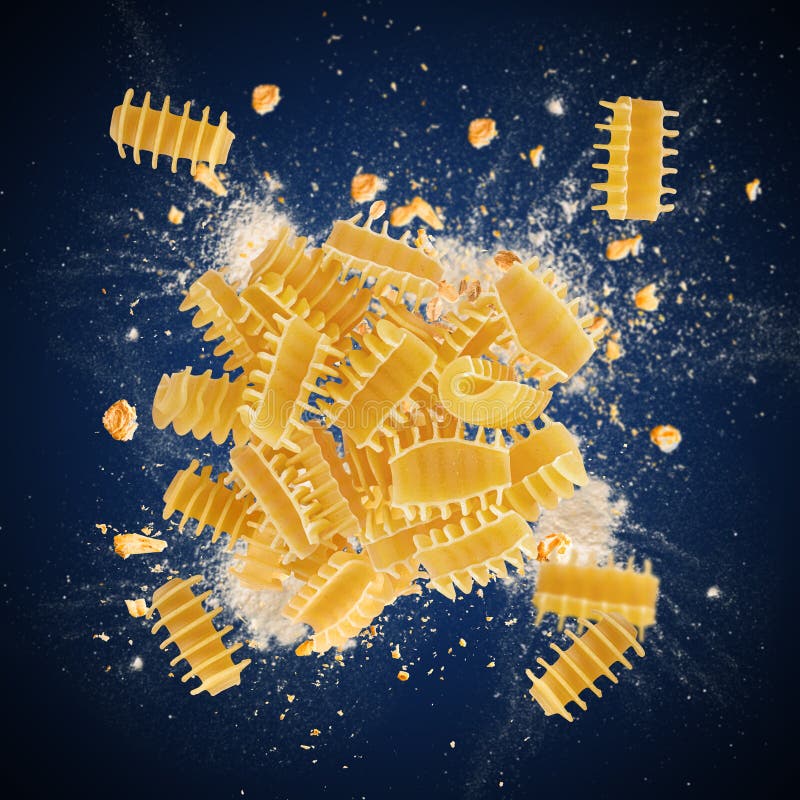 Radiatori pasta exploding stock image. Image of grain - 350718127