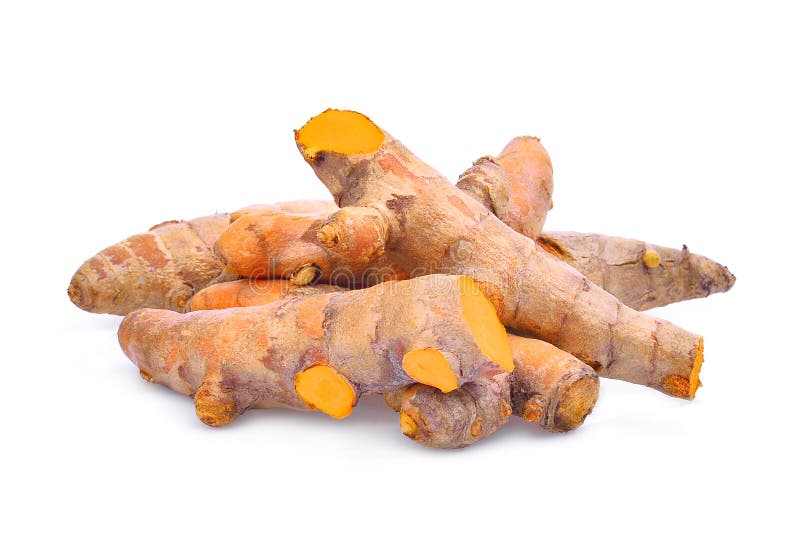 Radice Di Curcuma Con Le Foglie Verdi Isolate Su Bianco Fotografia ...