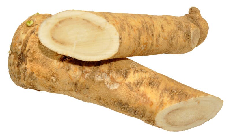Radice Di Rafano Con Fette E Prezzemolo Isolati Su Fondo Bianco Vista ...