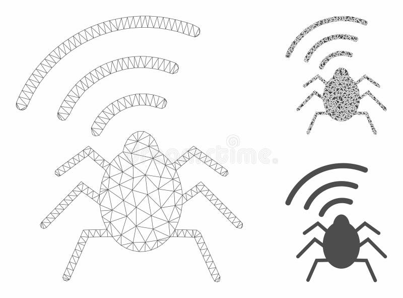 Radio Bug Vector Mesh Network Model and Triangle Mosaic Icon Stock ...