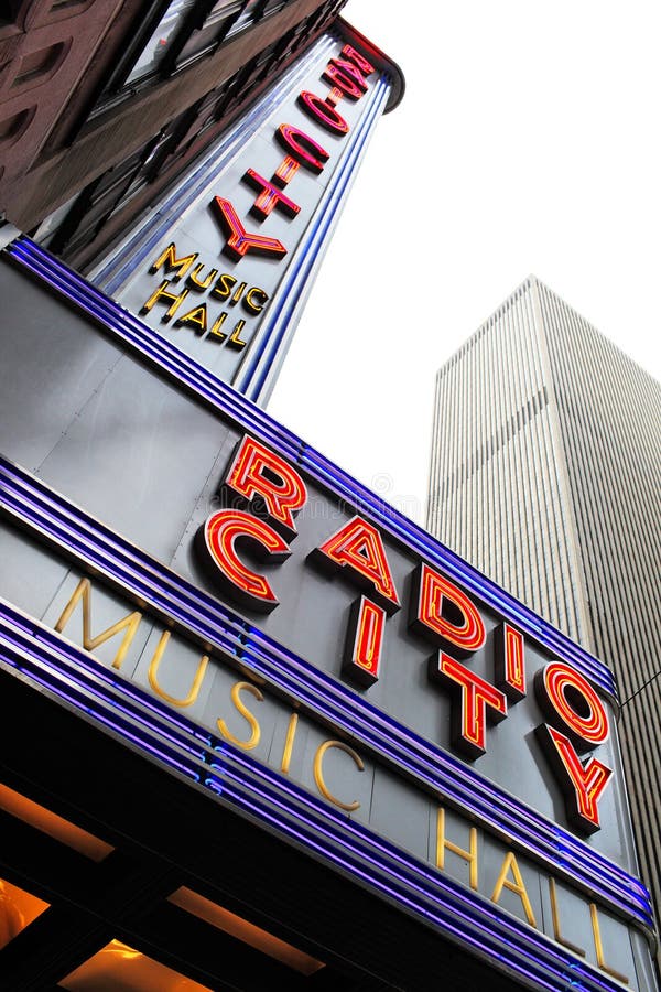Radio City Music Hall Neon Sign Editorial Image - Image of city, radio ...