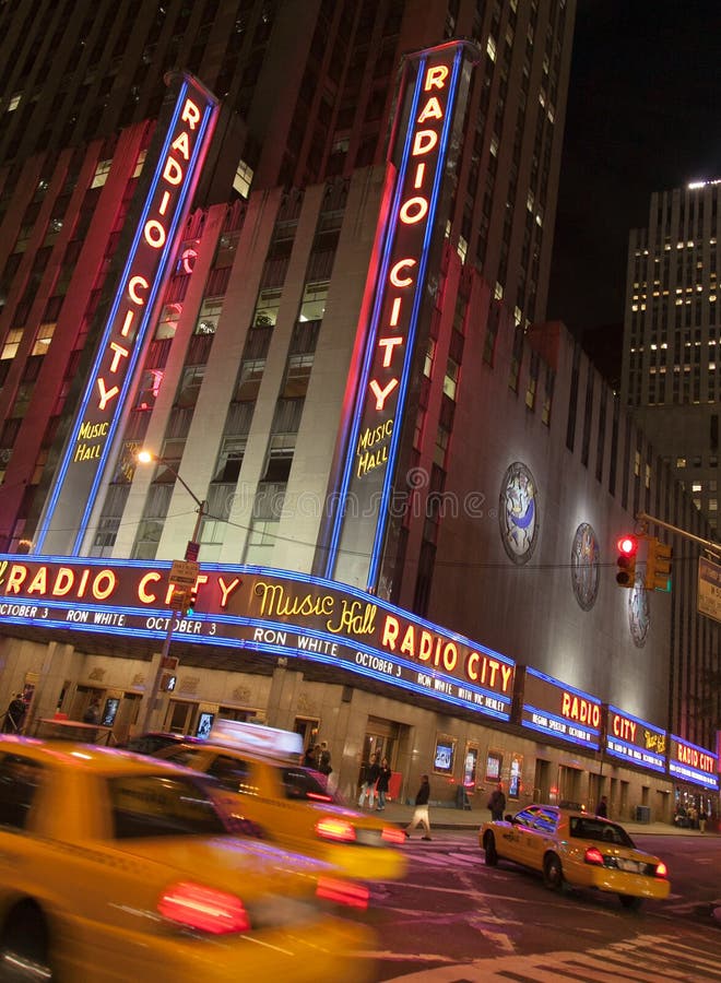 Radio City Music Hall Neon Sign Editorial Stock Image - Image of neon ...