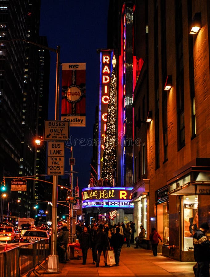 Radio City Music Hall Neon Sign Editorial Image - Image of city, radio ...