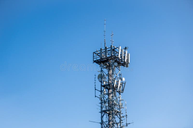 Radio, Communication and Cell Tower on Blue Sky Background. Australia ...