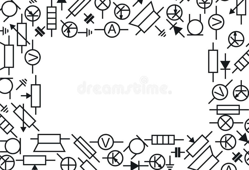 Radio Component. Frame Picture. Resistor, Transistor, Diode and ...