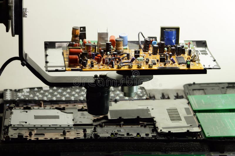 Radio Components on Electronic Board at Electronics Factory Stock Photo ...