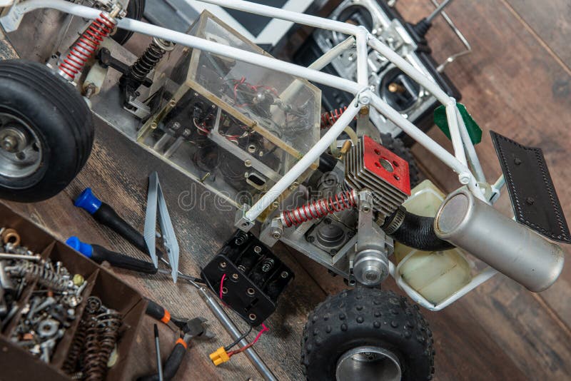 Radio-controlled Car Model with Tools for Repairing Rc Buggy Models ...