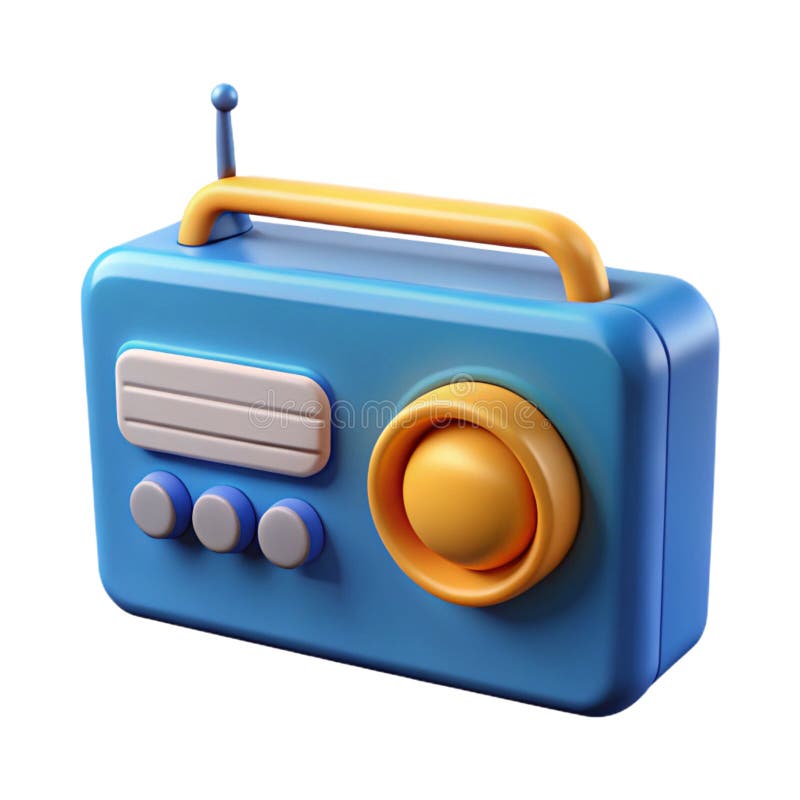 Radio 3D Icon Broadcasting and Communication Symbol Stock Illustration ...