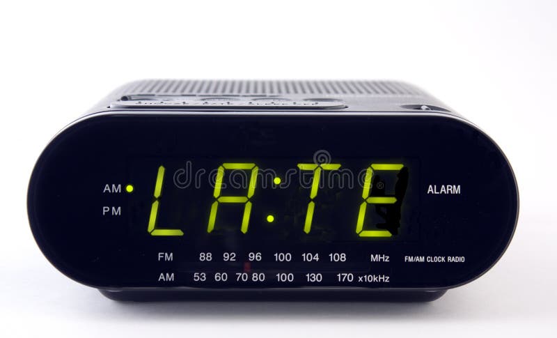 Radio De Reloj Con La Palabra TARDE Foto de archivo - Imagen de radio ...