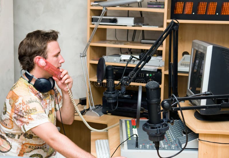 Two radio presenters stock image. Image of presenting - 1117249