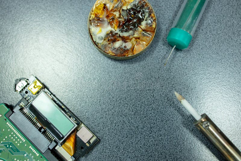 Radio Electronic Parts Repair with Assembly Tools. Top View Stock Image ...