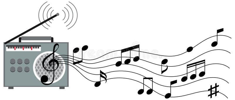 Radio Emitting Musical Notes Stock Vector - Illustration of audio ...