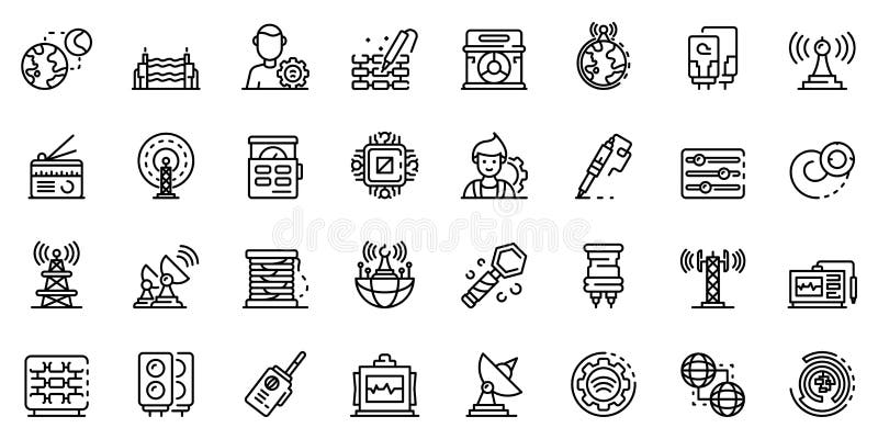 Radio Engineer Icons Set, Isometric Style Stock Vector - Illustration ...